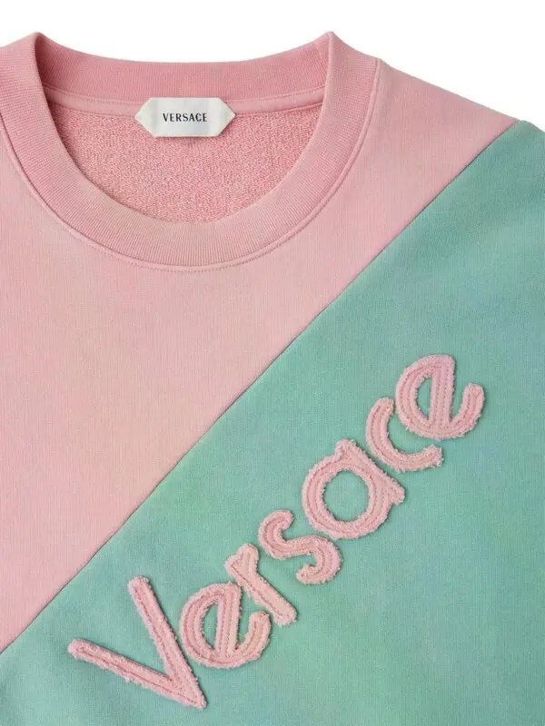 Versace Embroidered Cotton Jersey Short-sleeved Sweatshirt