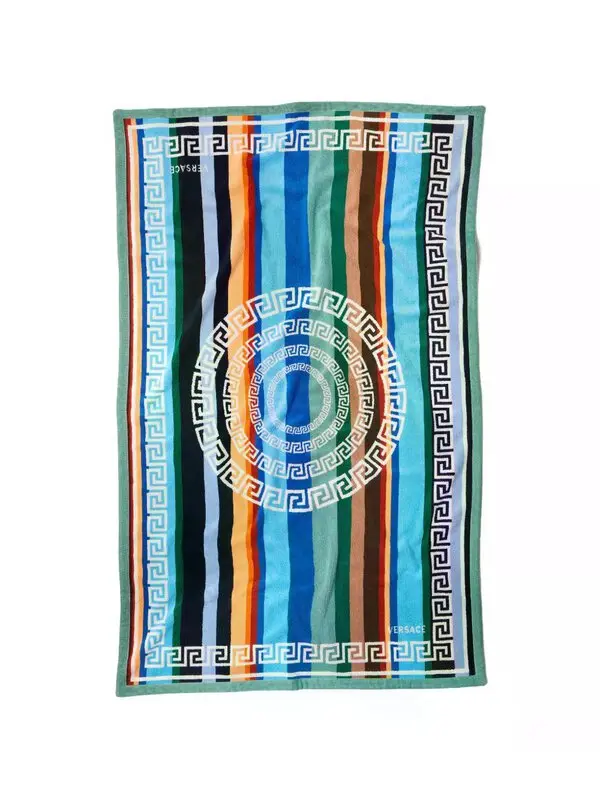 Versace Striped Cotton-terry Jacquard Bath Towel - Blue