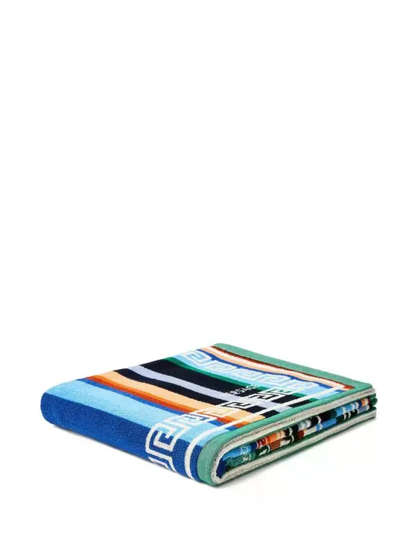 Versace Striped Cotton-terry Jacquard Bath Towel