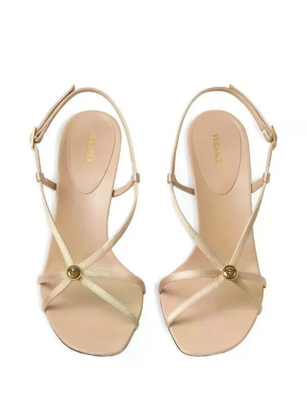 Versace Valentina Satin Stiletto Sandals - Neutrals