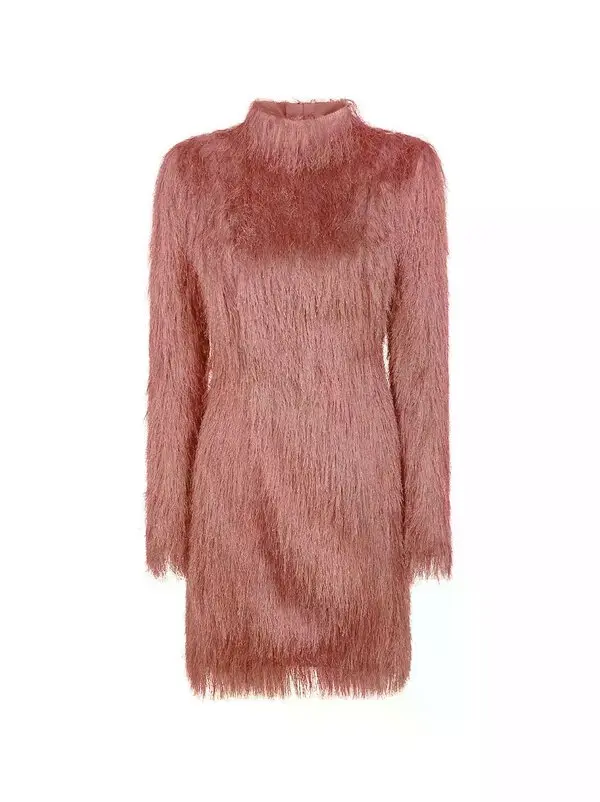 Balmain Fringed Long-sleeve Mini Dress - Pink