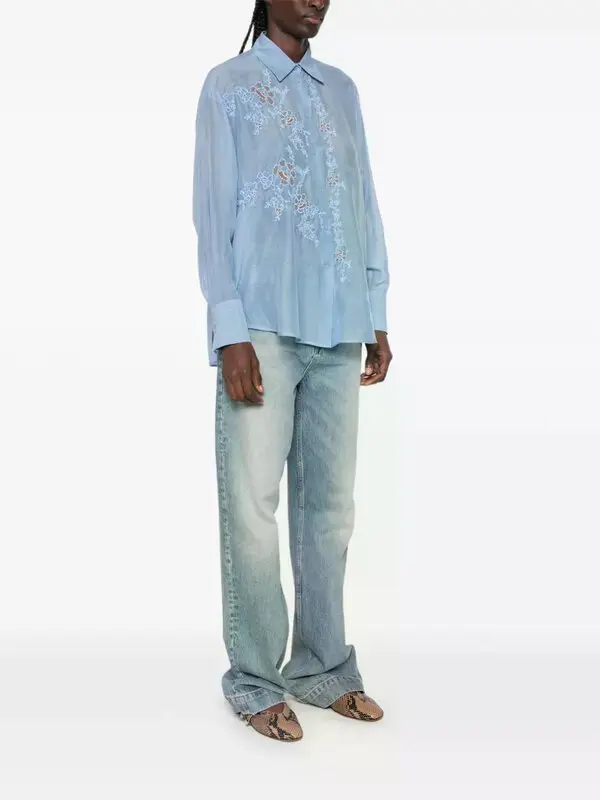Ermanno Scervino Sheer Floral Embroidered Shirt