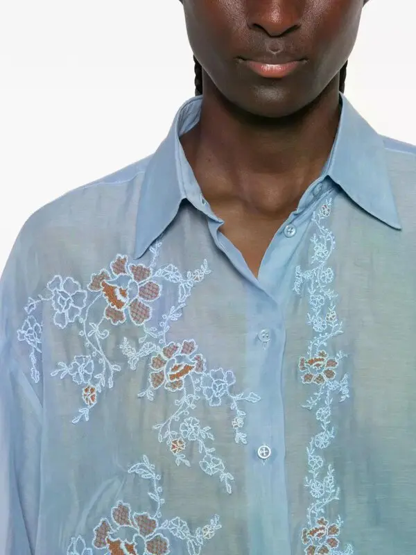 Ermanno Scervino Sheer Floral Embroidered Shirt