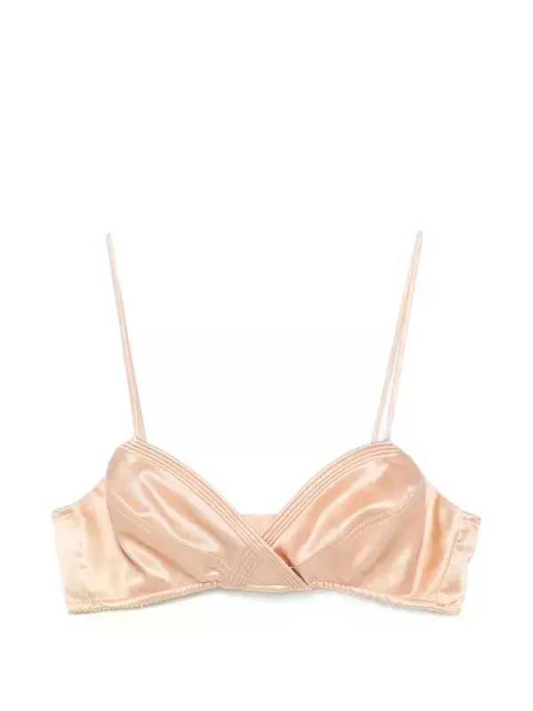 Ermanno Scervino Crossover Front Satin Top - Neutrals