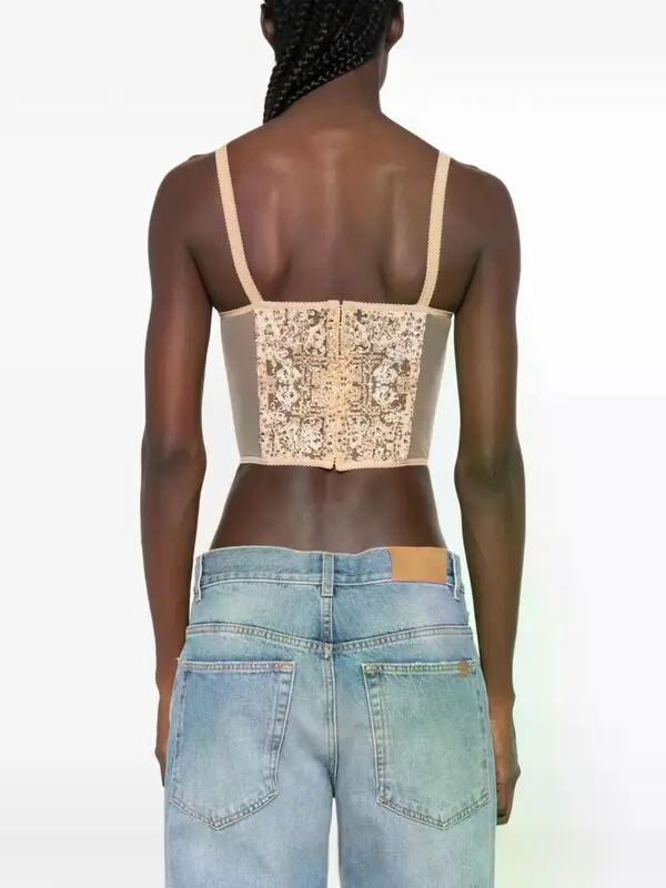Ermanno Scervino Lace-up Corset Top With Sequin Embellishment