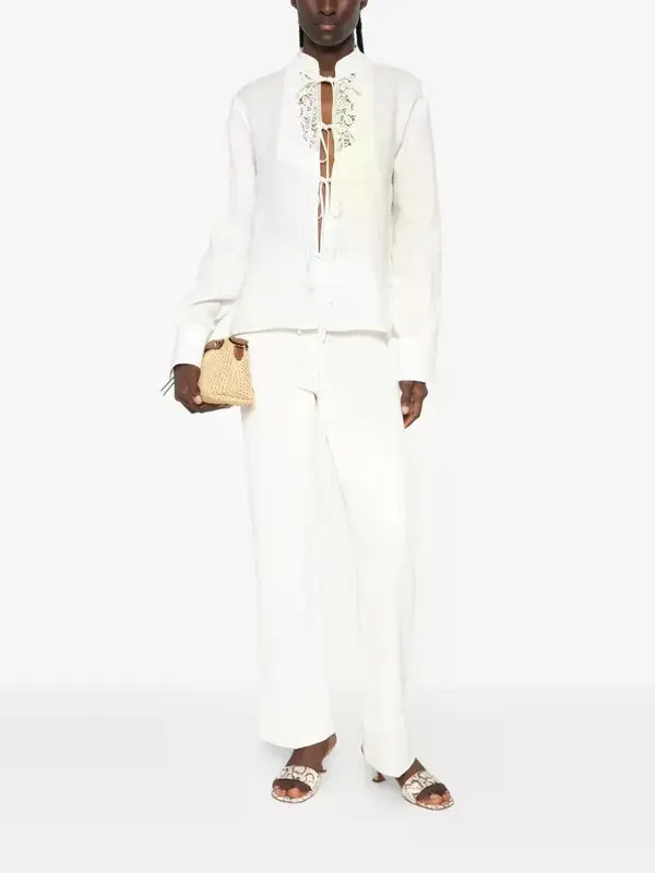 Ermanno Scervino Lace-panelled Tie-fastening Blouse