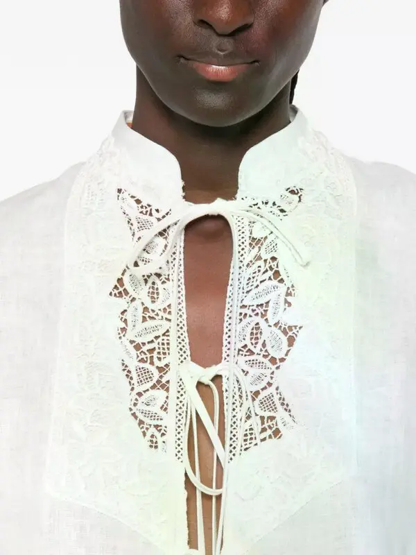 Ermanno Scervino Lace-panelled Tie-fastening Blouse