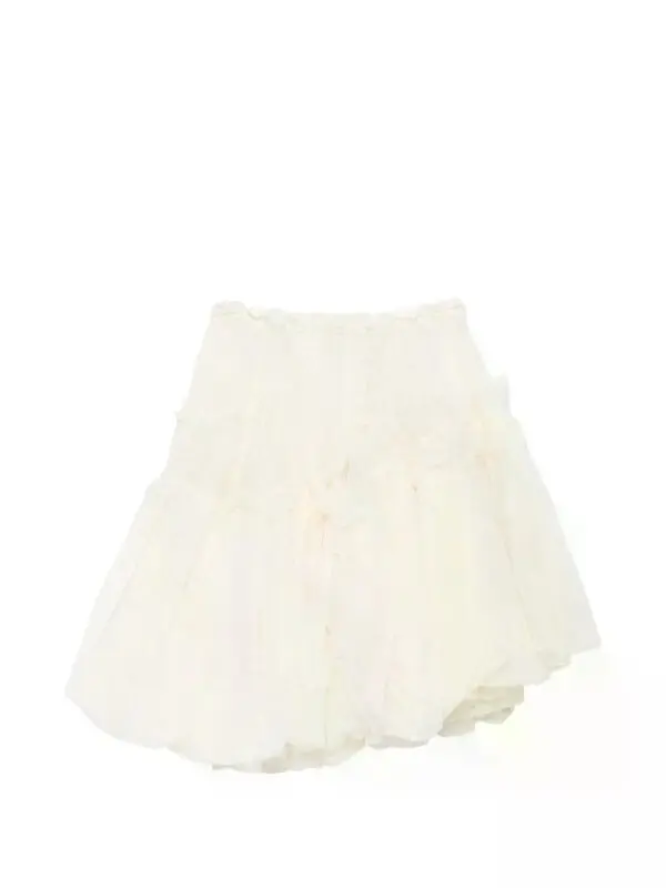 Ermanno Scervino Floral Lace Ruffled Midi Skirt - Neutrals