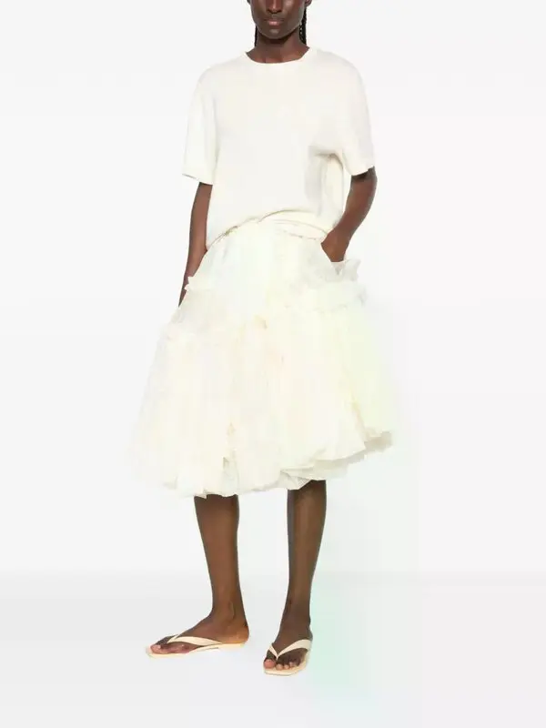 Ermanno Scervino Floral Lace Ruffled Midi Skirt