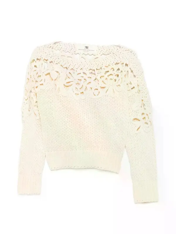 Ermanno Scervino Crochet-knit Cut-out Sweater - White