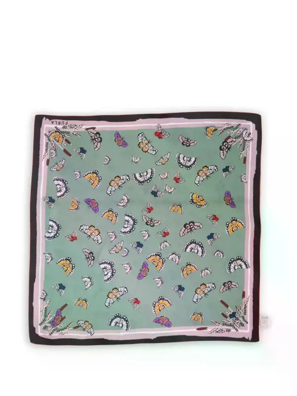 Furla Tortona Butterfly-print Border-detail Scarf - Green