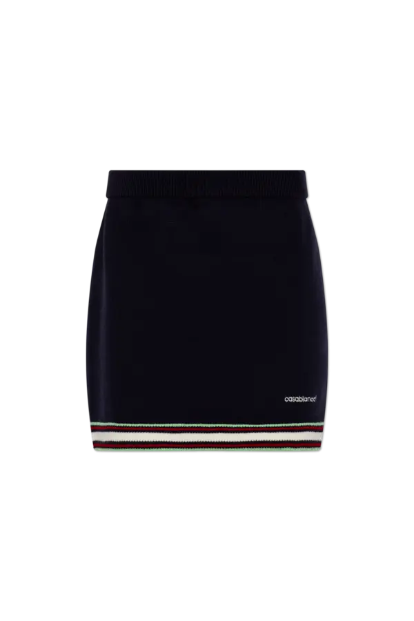 Casablanca Wool Shorts With Embroidered Logo - Navy Blue