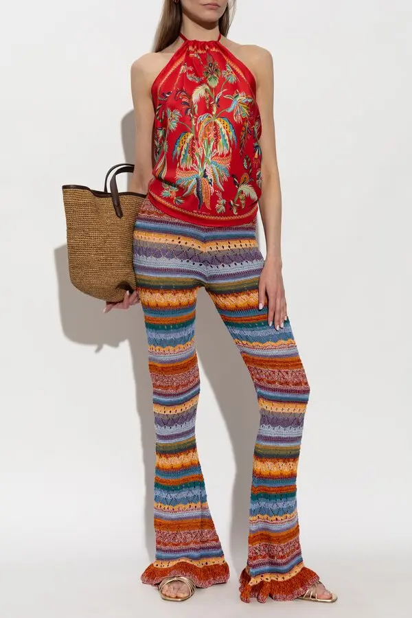 Etro Multicolor Striped Knit Flare Trousers - Multicolour