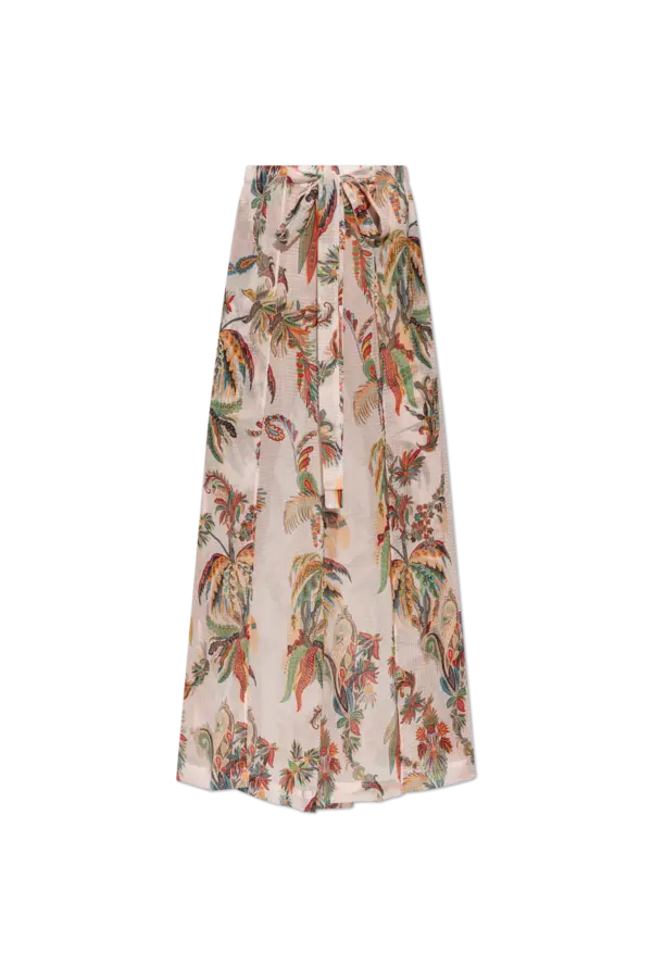 Etro Palazzo Pants With Side Slits And Botanical Print
