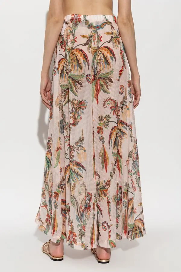 Etro Palazzo Pants With Side Slits And Botanical Print