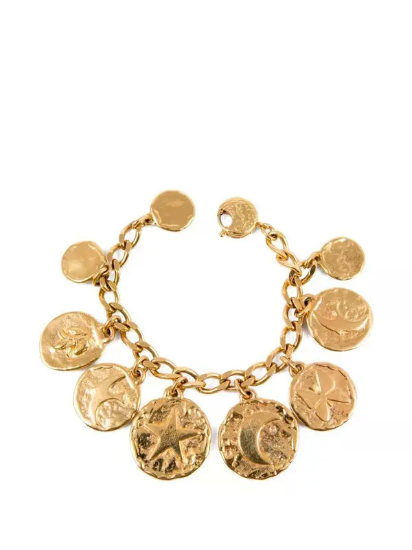 Saint Laurent Hammered-effect Charm Bracelet