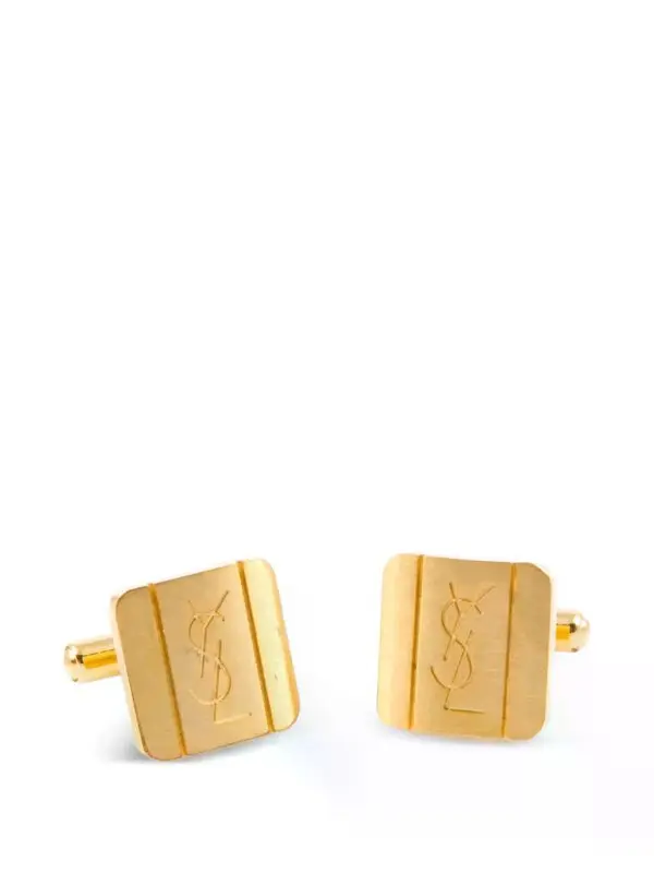 Saint Laurent 1990s Cassandre-logo Square Cuff-links - Gold