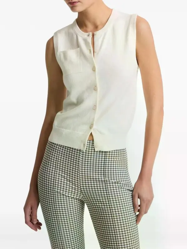 Vince Sleeveless Patch-pocket Cardigan - White