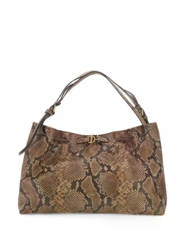 GIANNI CHIARINI Mimi Python-effect Leather Shoulder Bag - Brown