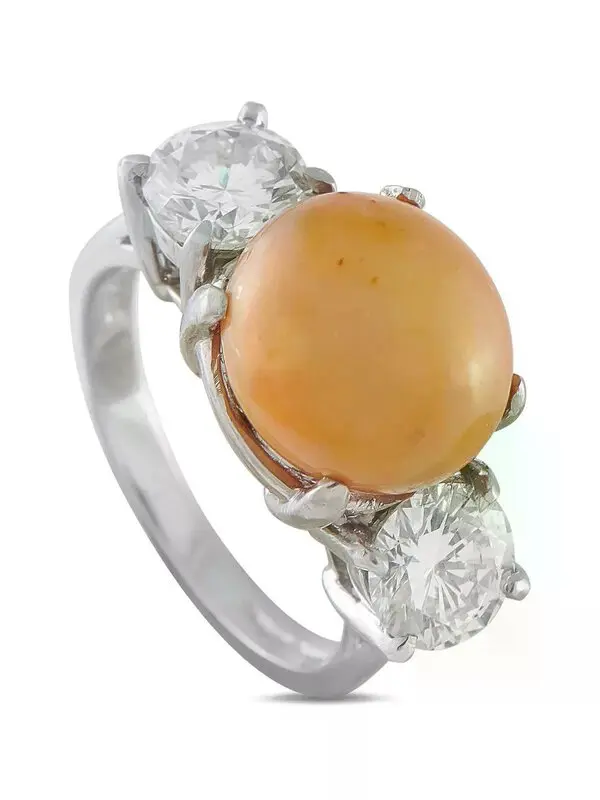 LB EXCLUSIVE Conch Pearl And Diamond Platinum Ring - Silver
