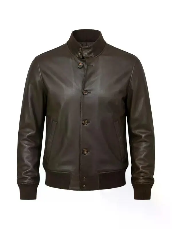 KIRED Ribbed-trim Leather Jacket