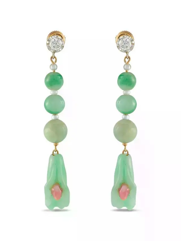 LB EXCLUSIVE 18k Yellow Diamond And Jade Earrings - Gold