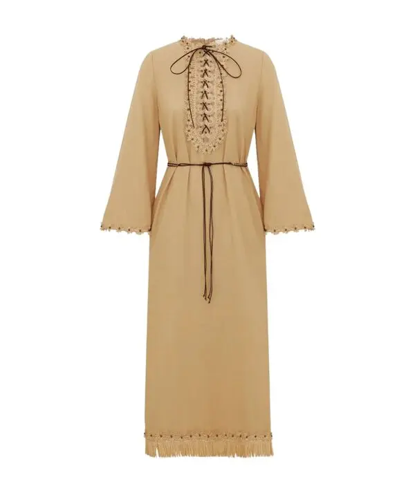 Zimmermann Floral Appliqué Lace-up Dress - Neutrals