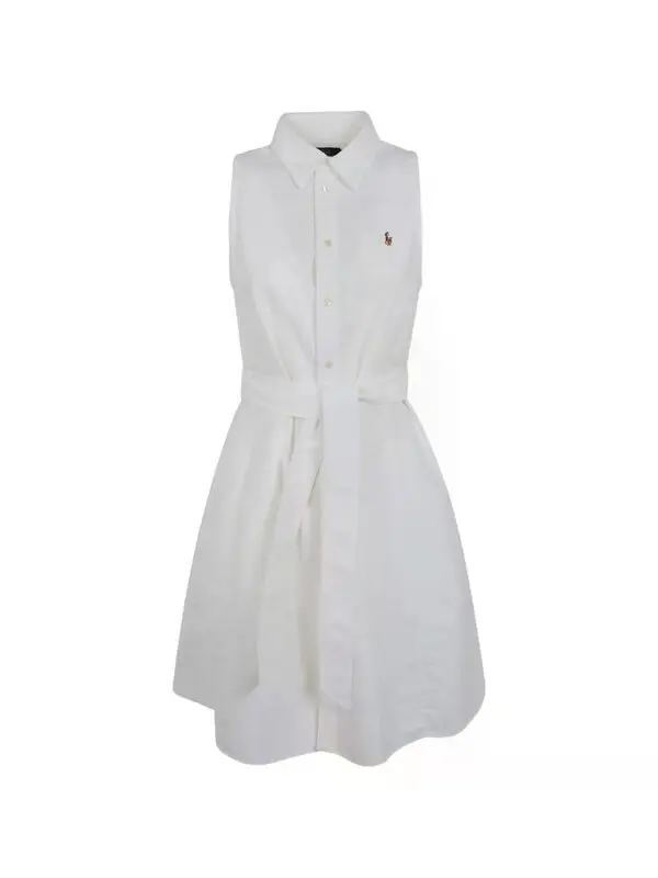 Polo Ralph Lauren Sleeveless Belted Shirt Dress - White