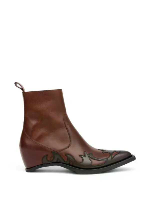 MAISON MARGIELA Flame Appliqué Ankle Boots - Brown