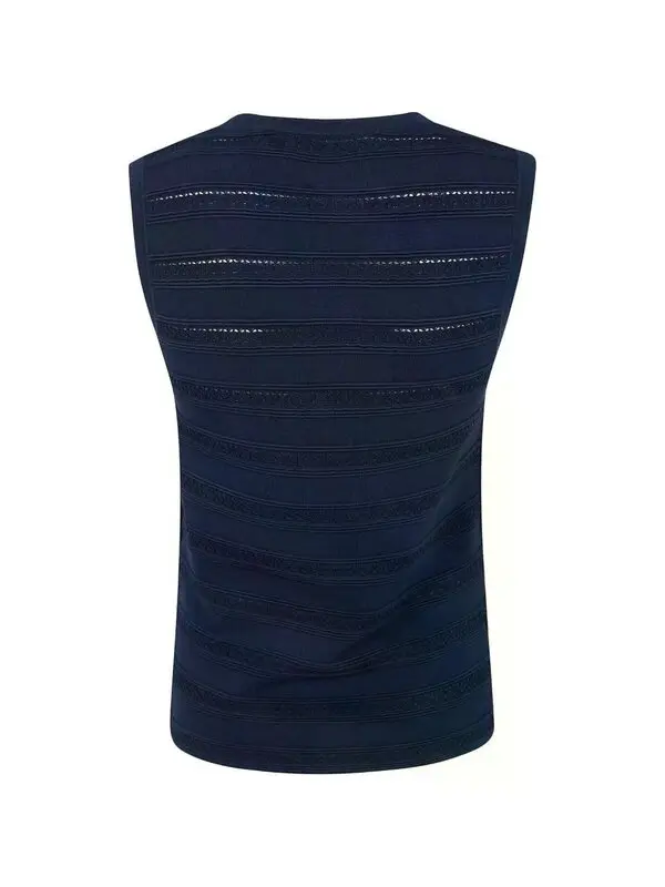 BLUGIRL Navy Pointelle Knit Ribbed Top - Blue