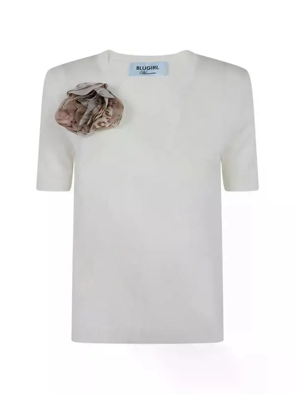 BLUGIRL Short-sleeve T-shirt With Floral Appliqu - Neutrals