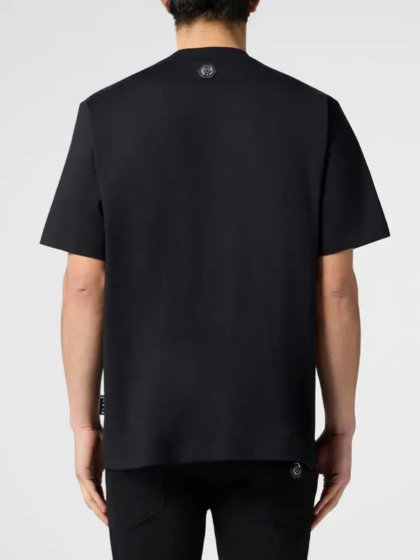 Philipp Plein Cotton T-shirt With Embroidered Logo And Bead And Rhinestone Applications