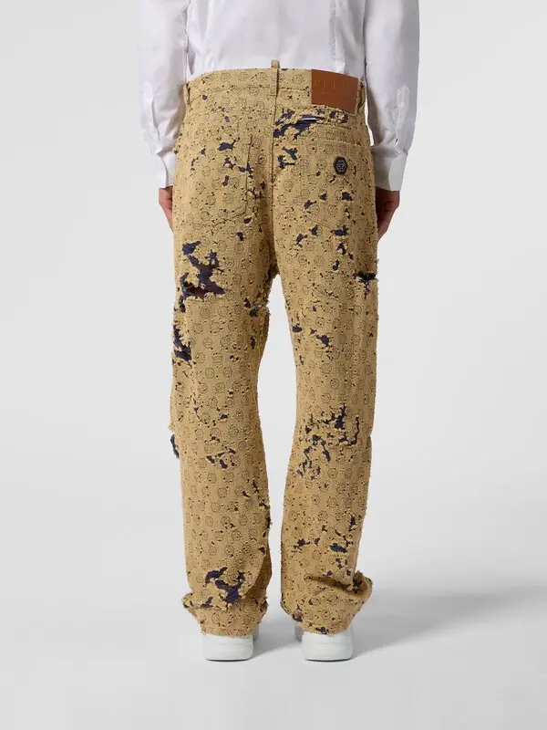 Philipp Plein Destroyed Beach Wide Leg Jeans