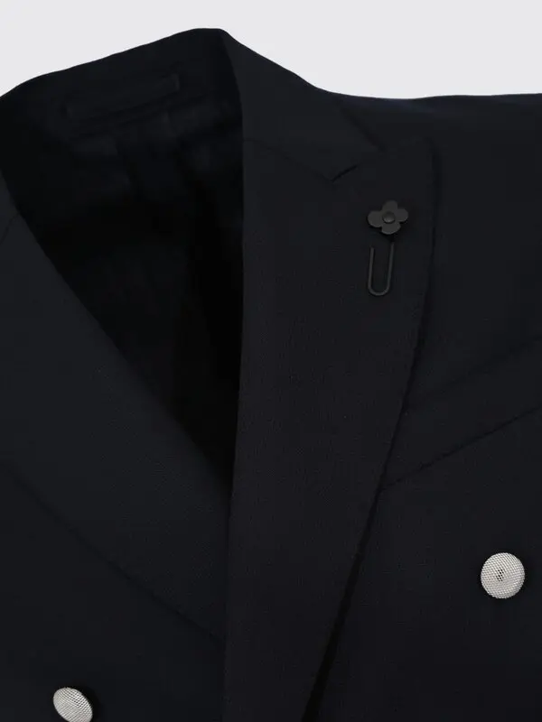 LARDINI Virgin Wool Blend Double-breasted Blazer With Peak Lapels
