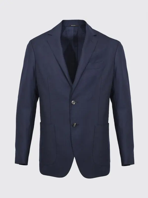 SARTORIO NAPOLI Single-breasted Peak Lapel Blazer In Cashmere And Silk - Blue