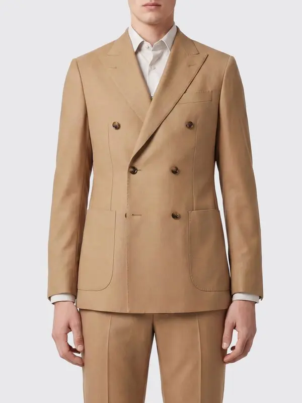 SARTORIO NAPOLI Double-breasted Cashmere And Silk Blazer - Camel