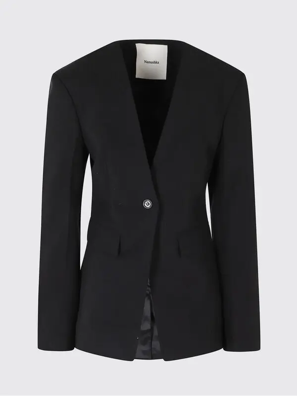 Nanushka Cropped Single-breasted Silk-blend Blazer