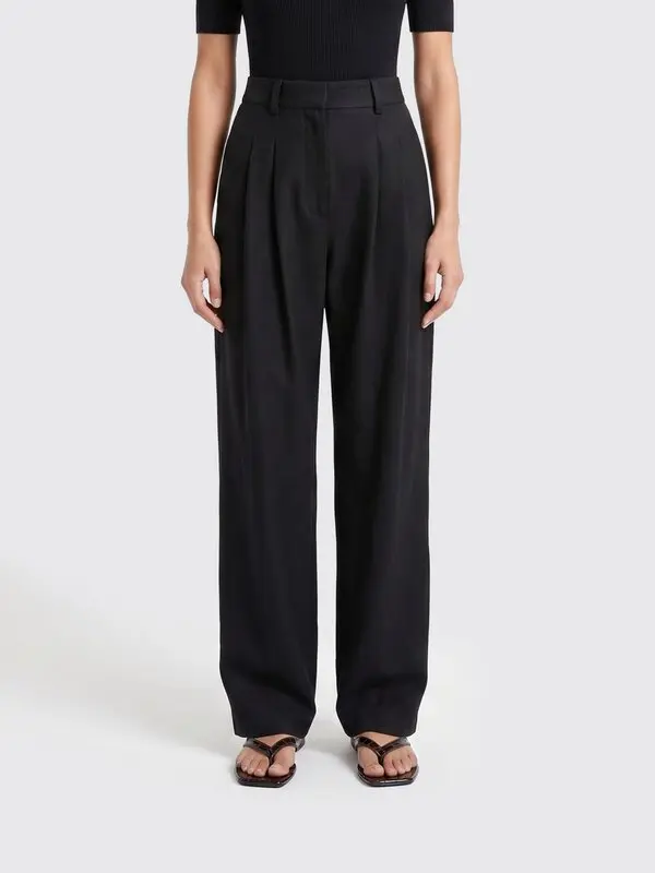 Nanushka High-waisted Wide-leg Trousers In Silk Blend