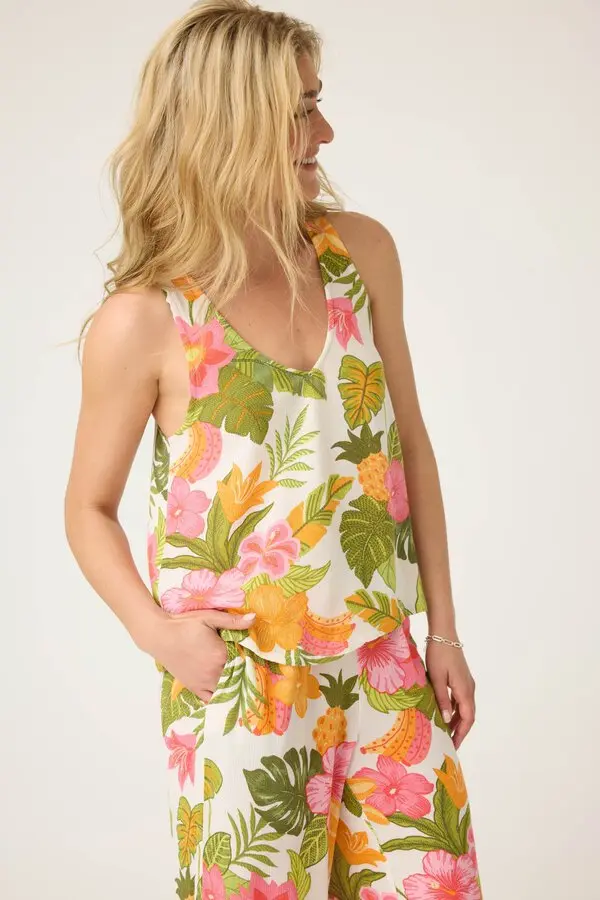 PJ Salvage Copacabana Floral" V-neck Tank Top