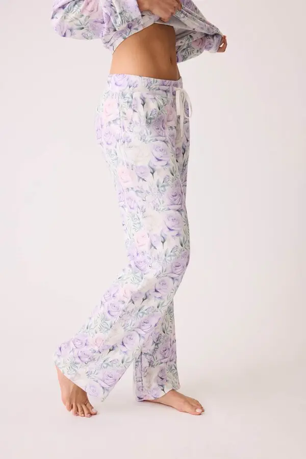 PJ Salvage Violet Rose Floral Waffle Thermal Pants