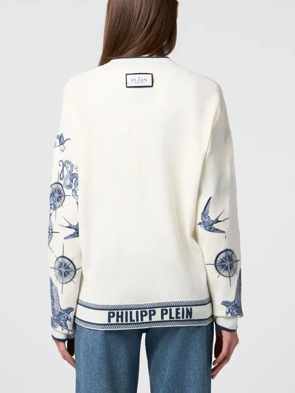 Philipp Plein Graphic Print Wool Blend Sweater - Turquoise