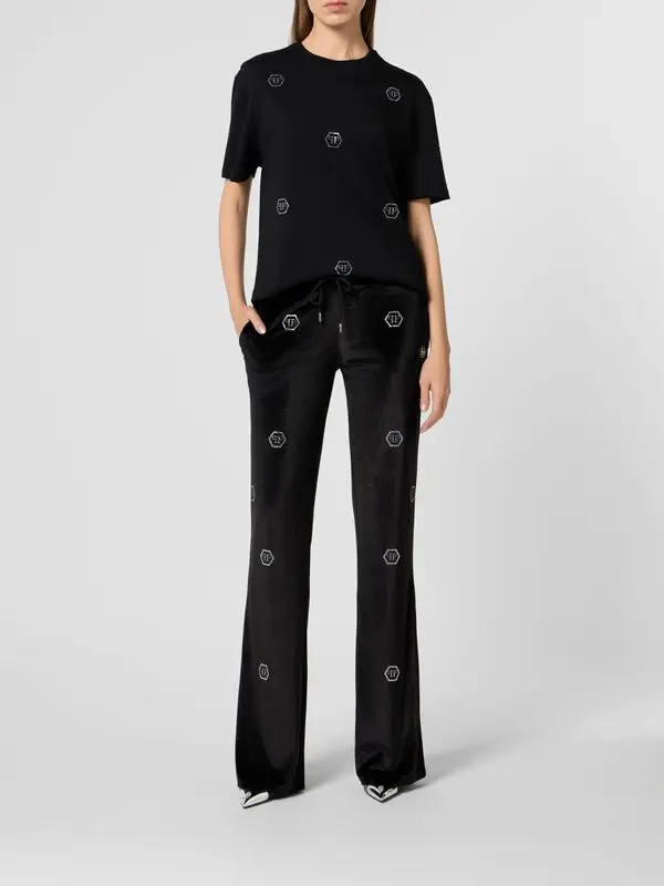 Philipp Plein Cotton T-shirt With Rhinestone Embellishment