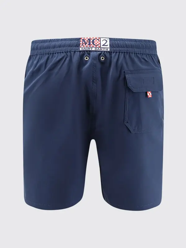 MC2 SAINT BARTH Short Swim Shorts With Elasticated Drawstring Waist - Gnawed Blue