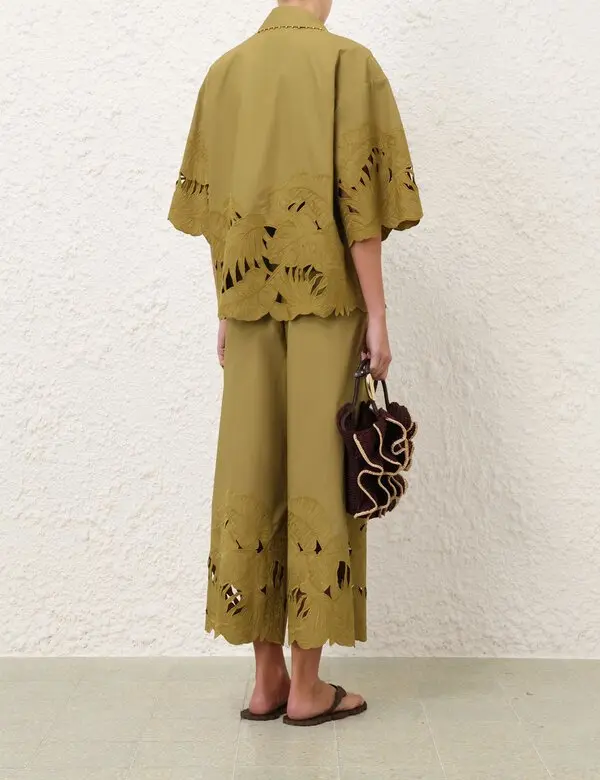 Zimmermann Mahon Embroidered Cropped Pant