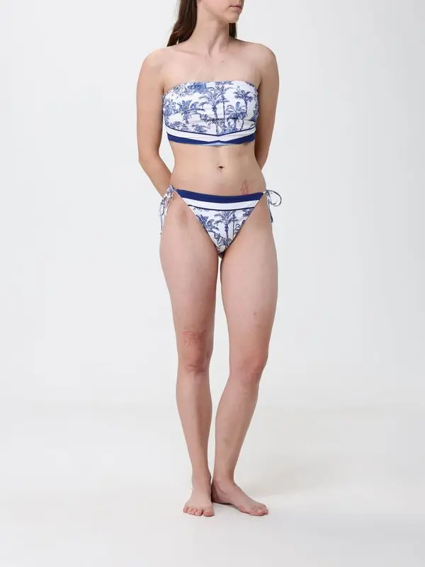 MC2 SAINT BARTH Abstract Wave Print Bikini Bottoms - White