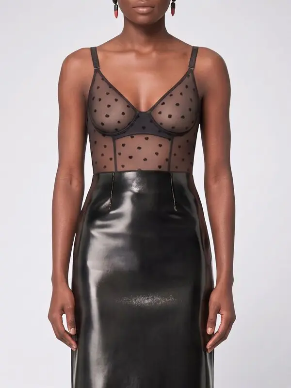 Fiorucci Polka Dot Tulle Off-the-shoulder Top - Black