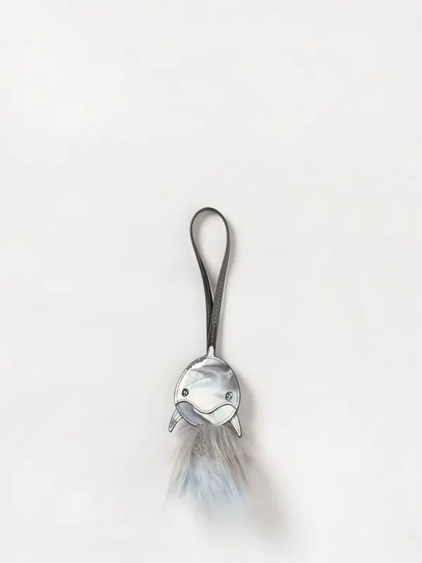 DIESEL® Shark Keychain With Faux Fur Tail - Grey