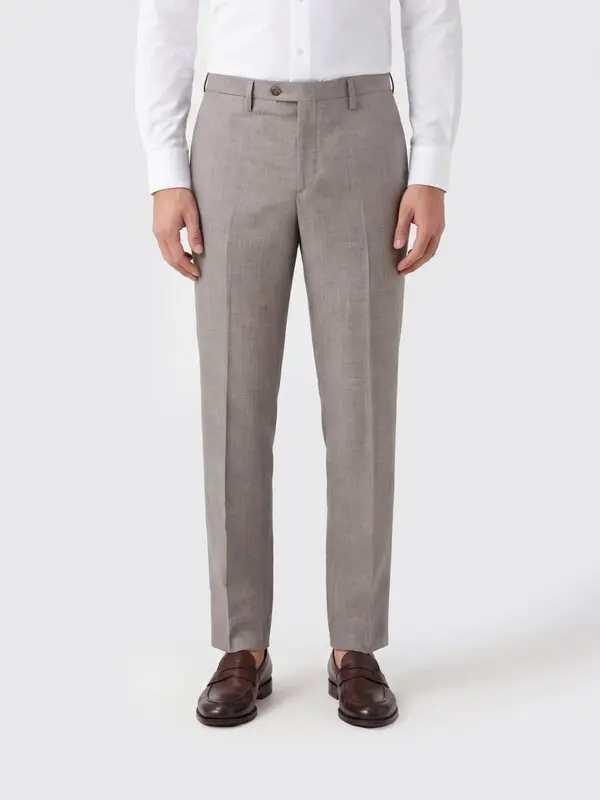 BRIGLIA 1949 Virgin Wool Slim Fit Tailored Trousers - Sand
