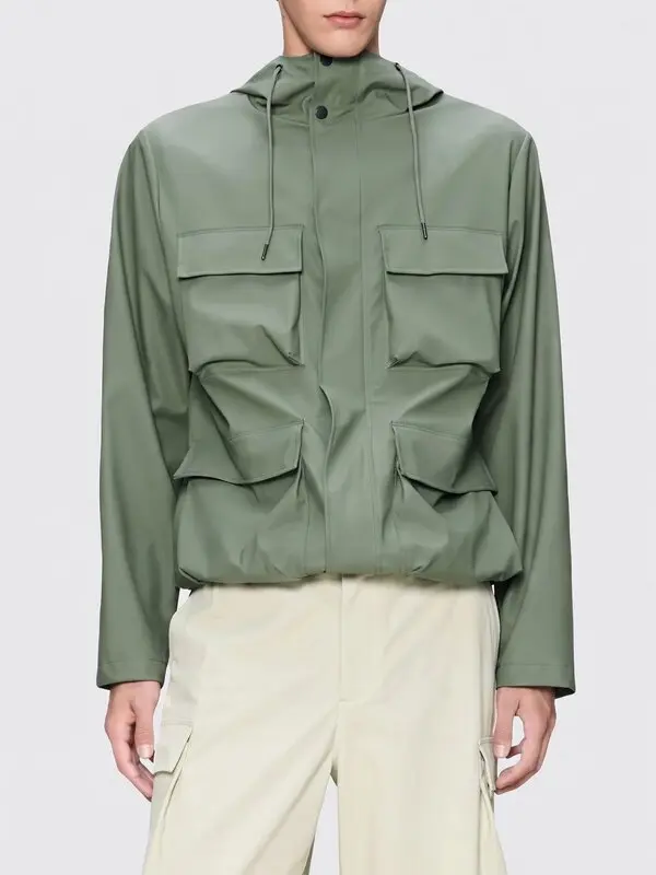 Rains Waterproof Hooded Jacket With Drawstring Hem - Green