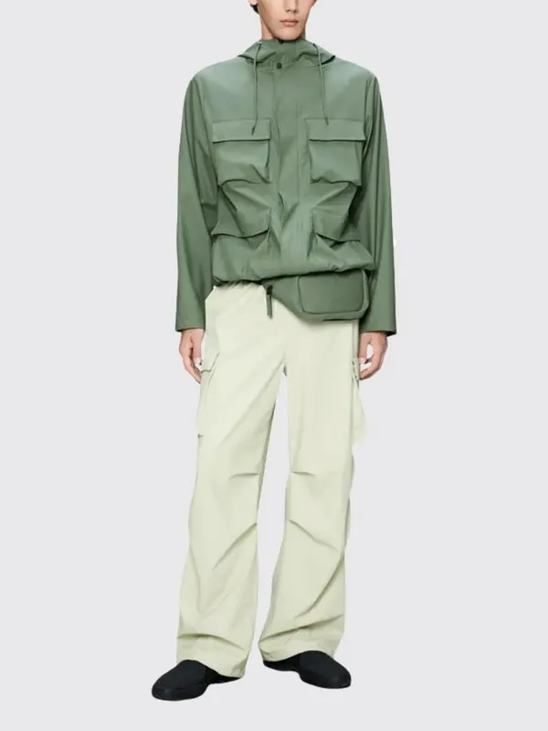 Rains Waterproof Hooded Jacket With Drawstring Hem - Green